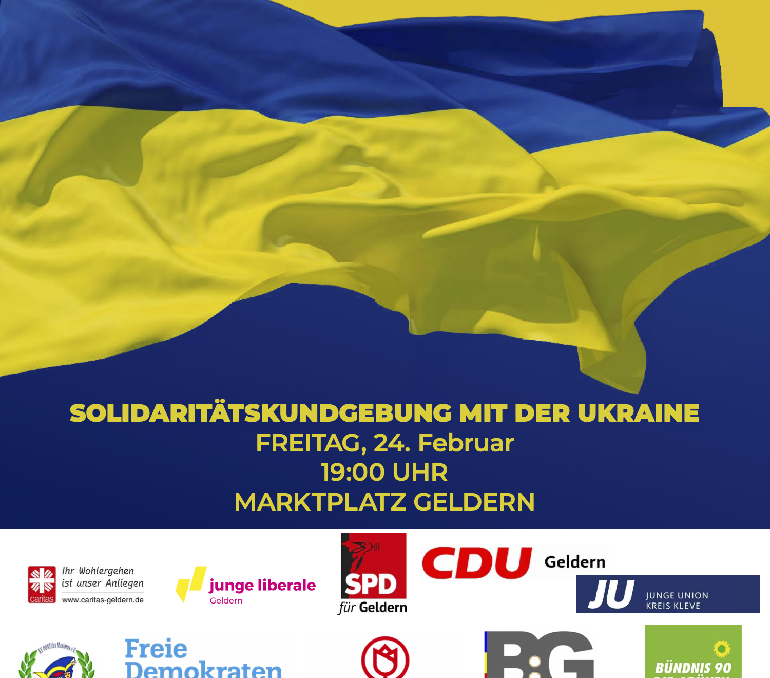 Solidariätskundgebung mit der Ukraine zum Jahrestag des russischen ...